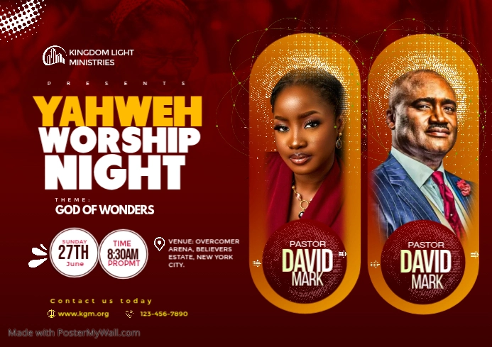 Red Worship Night Event A4 Template | PosterMyWall