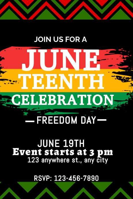 Red Yellow Green and Black Modern Juneteenth Template | PosterMyWall
