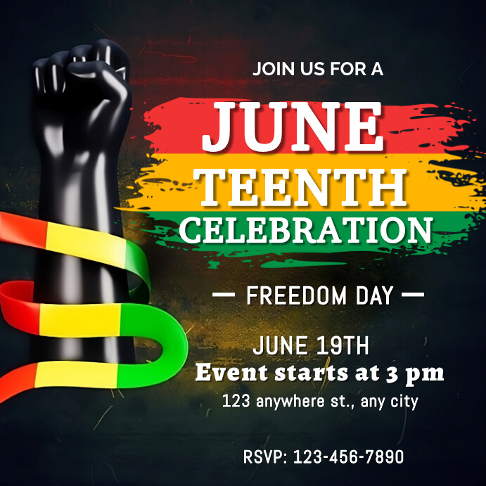Red Yellow Green and Black Modern Juneteenth Template | PosterMyWall