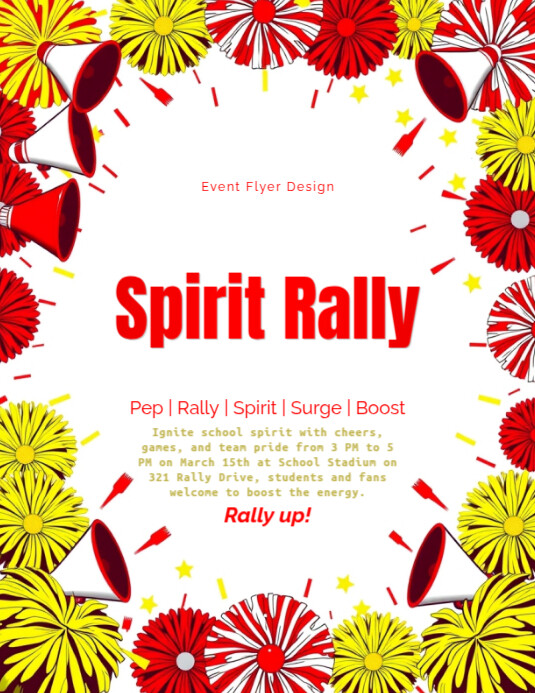 Red Yellow Spirit Rally Flyer Design Template | PosterMyWall