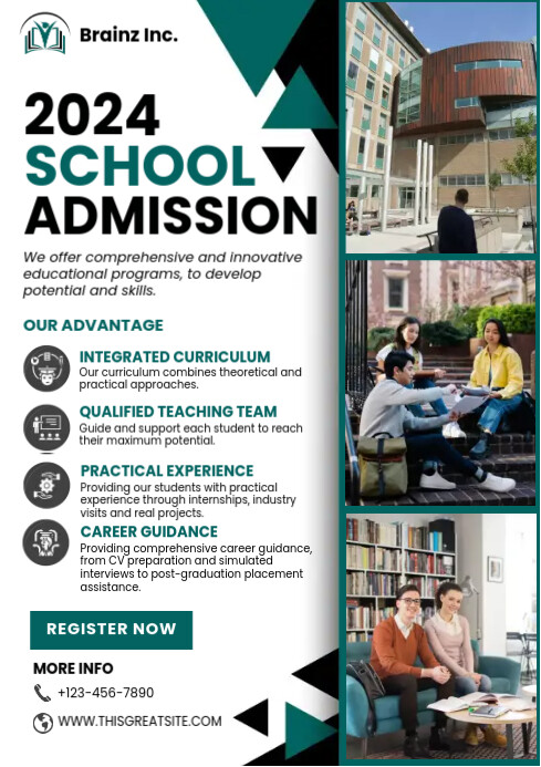 reen & Black School Admission Template | PosterMyWall