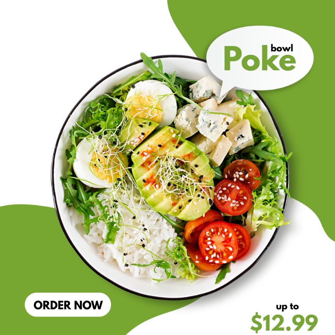reen-modern-poke-bowl-food-instagram-post/ Templat | PosterMyWall