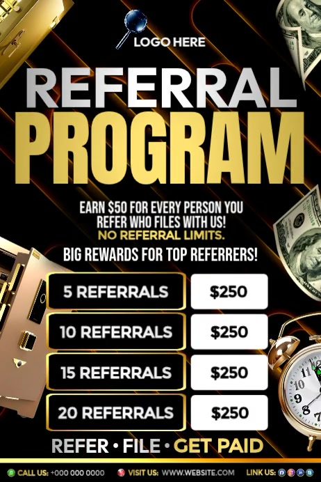 Modèle Referral Program, Earn Big Rewards | PosterMyWall