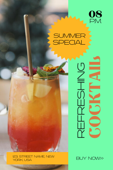 Copy of Refreshing Cocktail Summer Poster Flyer | PosterMyWall