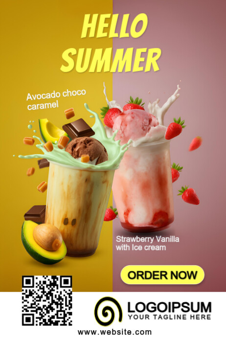 Refreshing Summer Drink Poster – Ice Cream Milkshake Promo Design ...