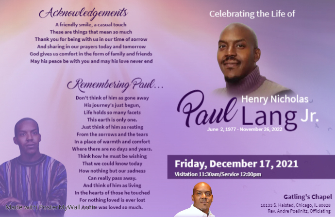 Regal Purple Funeral Program Large Booklet Template | PosterMyWall