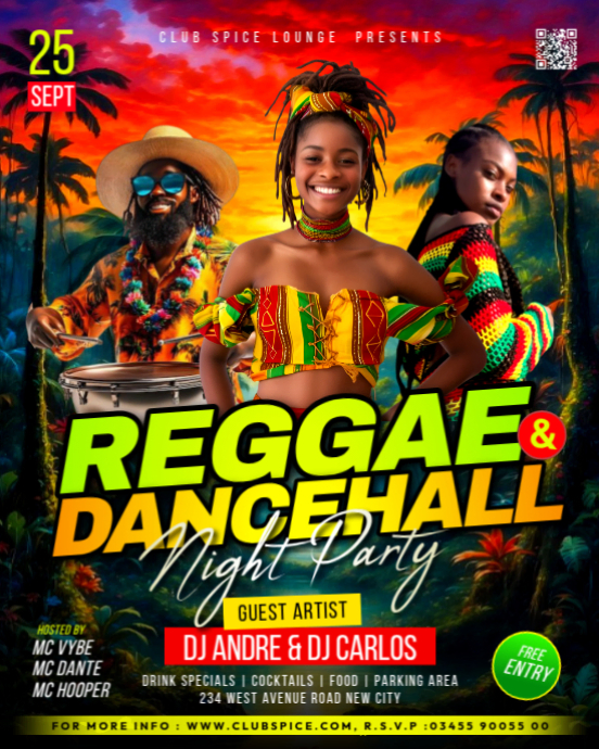 Plantilla de Reggae and dancehall music concert roots and culture jam ...