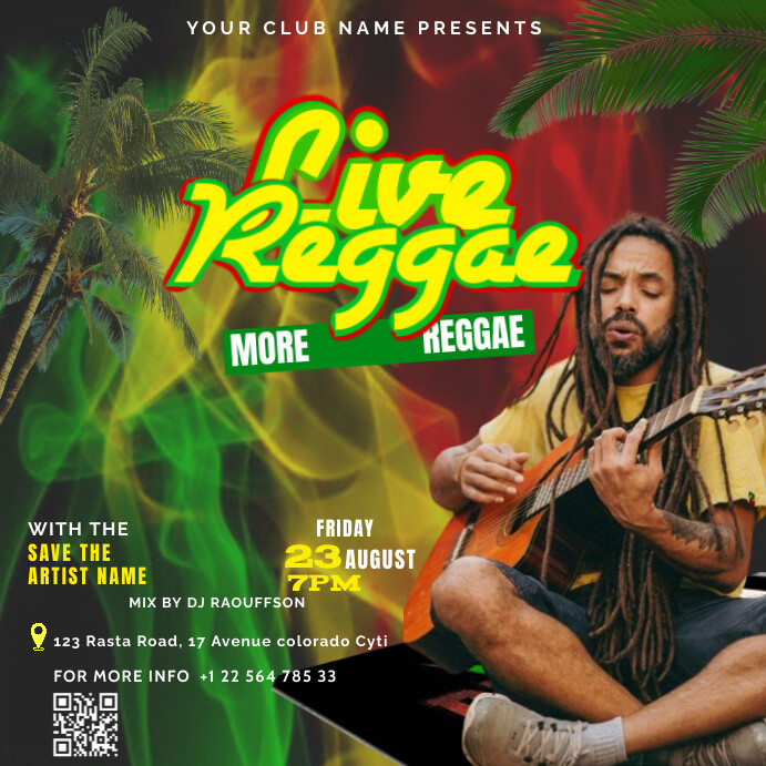 Plantilla de Reggae concert poster design | PosterMyWall
