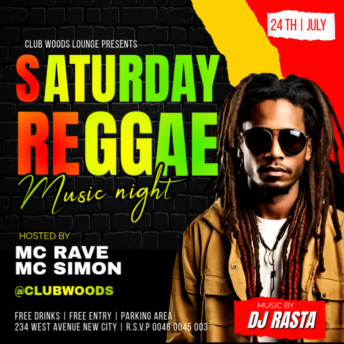 Copy of Reggae Dj live mix Saturday roots and riddim night club bar ...