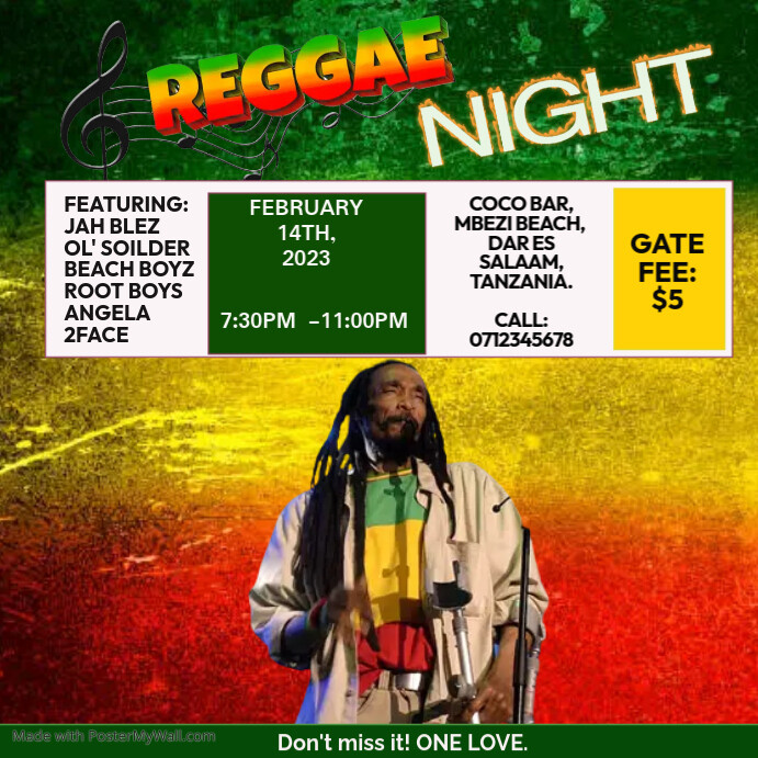 Copy of reggae night | PosterMyWall