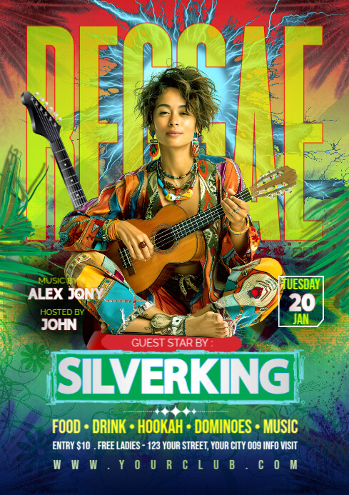 Reggae Silvering Event Poster A4 Template | PosterMyWall