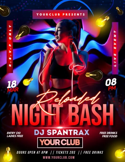reloaded night bash Template | PosterMyWall