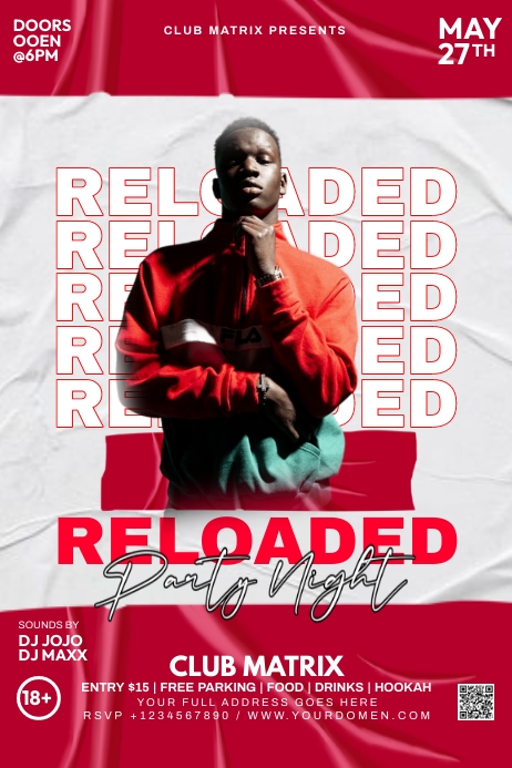 Plantilla de Reloaded party night | PosterMyWall
