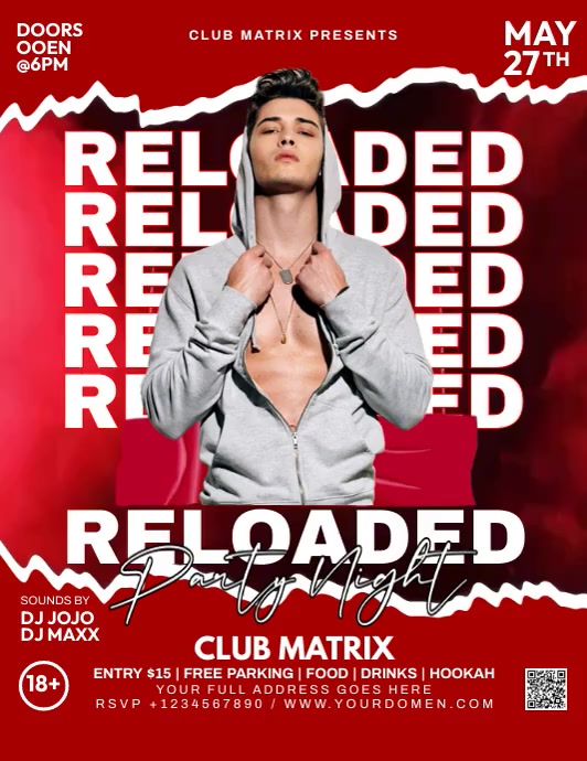 Plantilla de Reloaded party night | PosterMyWall