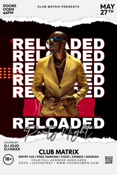 Plantilla de Reloaded party night | PosterMyWall