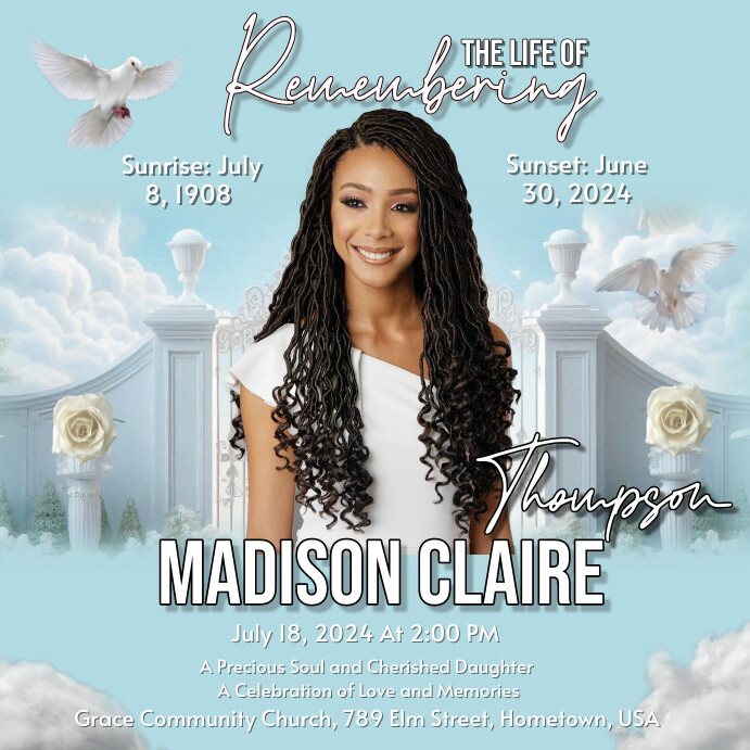 Remembering the Life of Memorial Funeral Ann Template | PosterMyWall