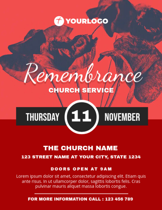 Remembrance Day Church Service Template | PosterMyWall
