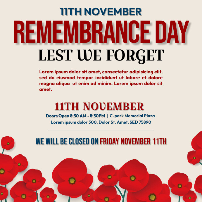 Remembrance Day Template | PosterMyWall