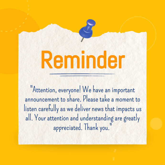 Reminder Template | PosterMyWall