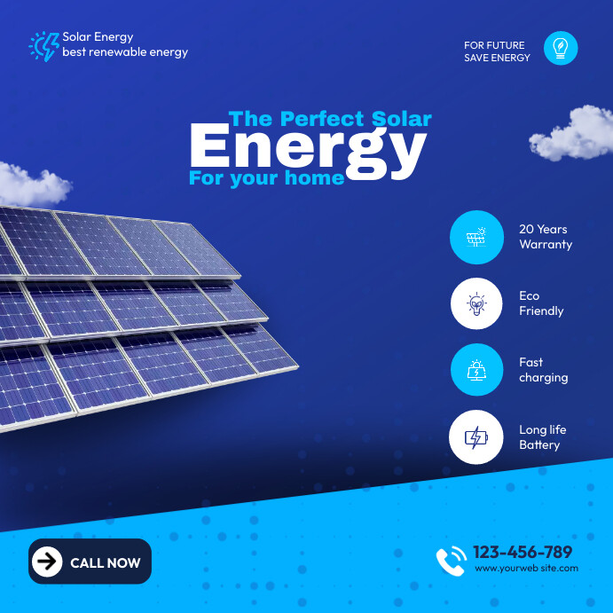 Renewable and clean solar energy social media Template | PosterMyWall