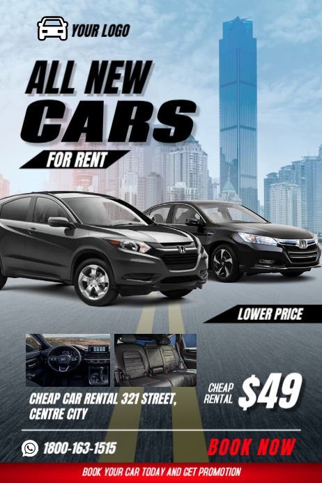 Rent A Car Poster Flyer Template | PosterMyWall