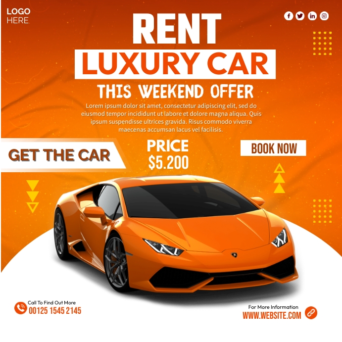 Rent Luxury Car Offer Template | PosterMyWall