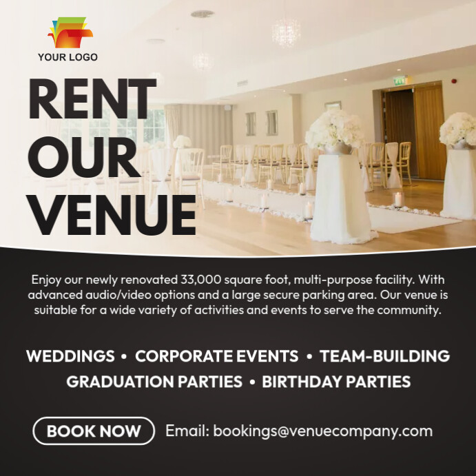 rent our venue Template | PosterMyWall