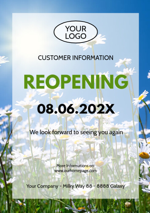 Reopening Information opening news customer i Template | PosterMyWall