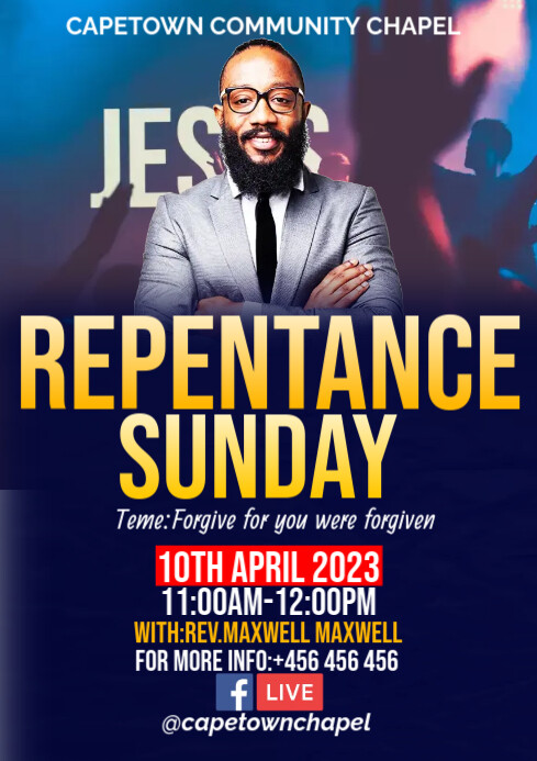 Repentance Sunday service poster (3) Template | PosterMyWall