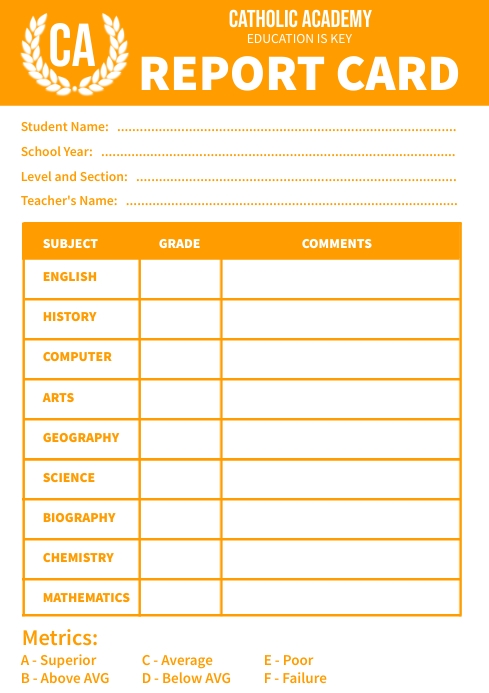 Plantilla de Report card template | PosterMyWall