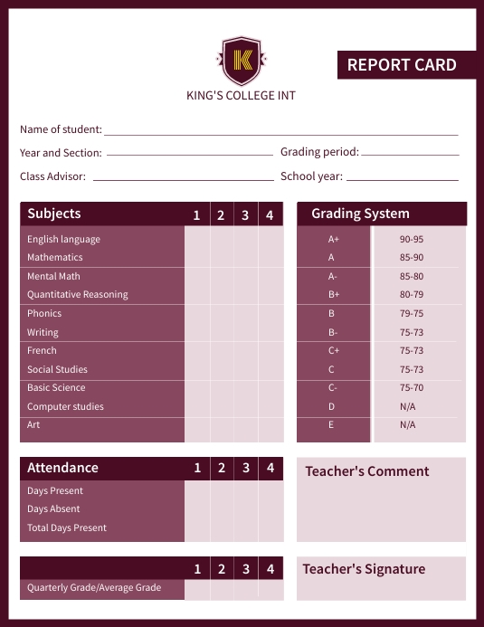 Report card template | PosterMyWall