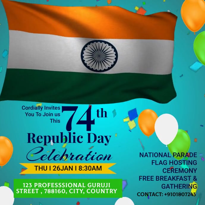 Republic day celebration instagram post Template | PosterMyWall