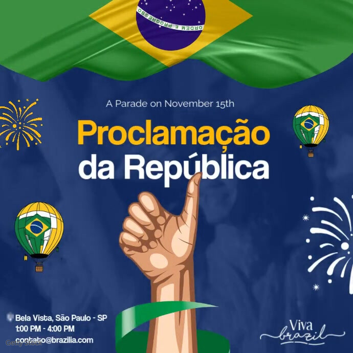 Republic Proclamation Day Square Video Blue Template | PosterMyWall