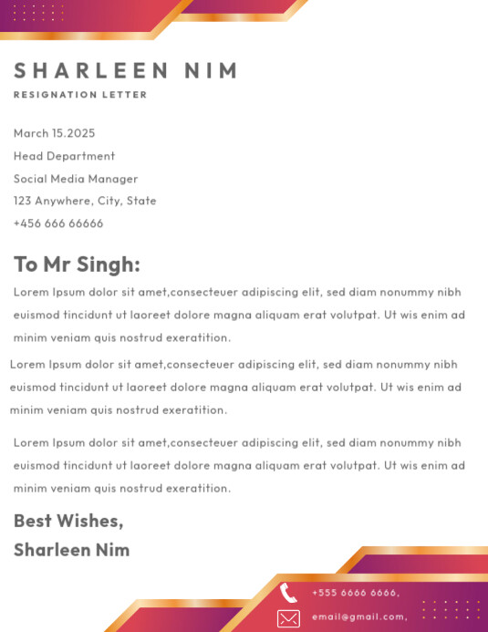 Resignation Letter Flyer (us Letter) Template | PosterMyWall