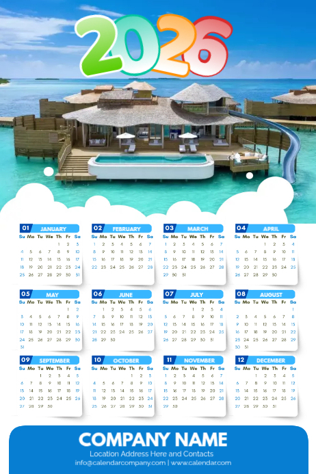 Resort Calendar 2024 Template | PosterMyWall