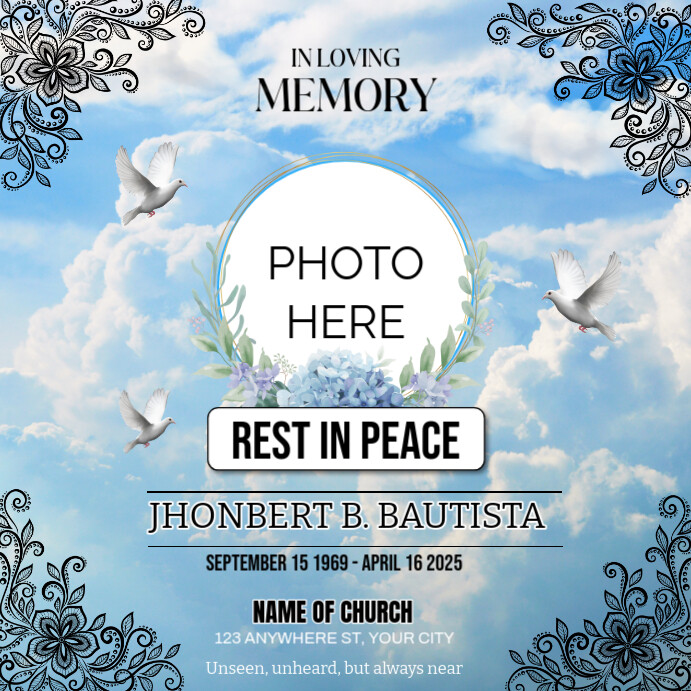 Plantilla de rest in peace ads | PosterMyWall
