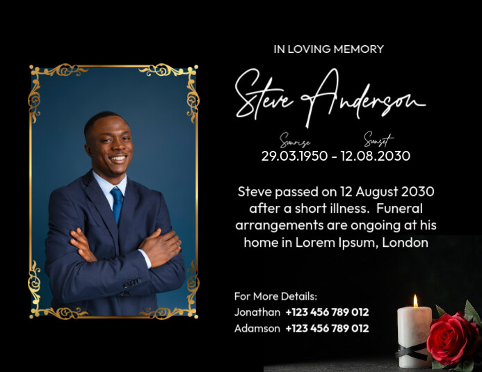 Rest in peace flyer Template | PosterMyWall