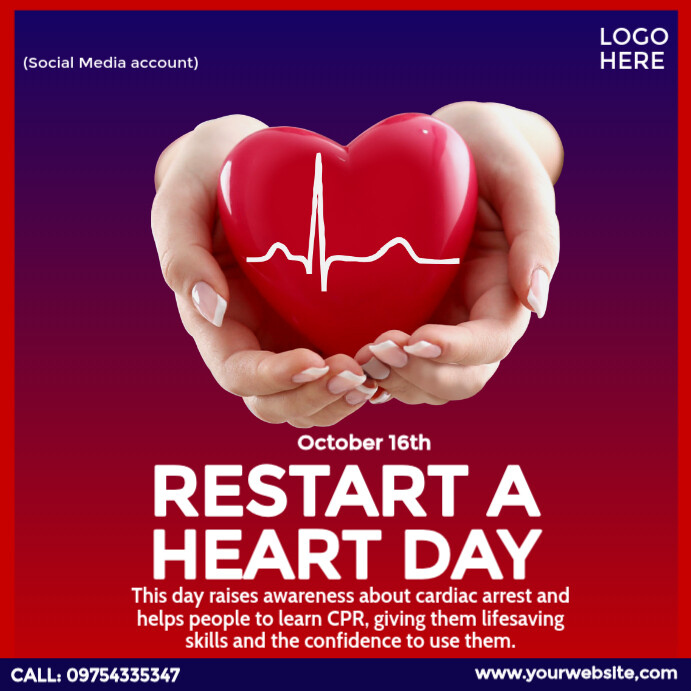Restart a Heart Day Template | PosterMyWall