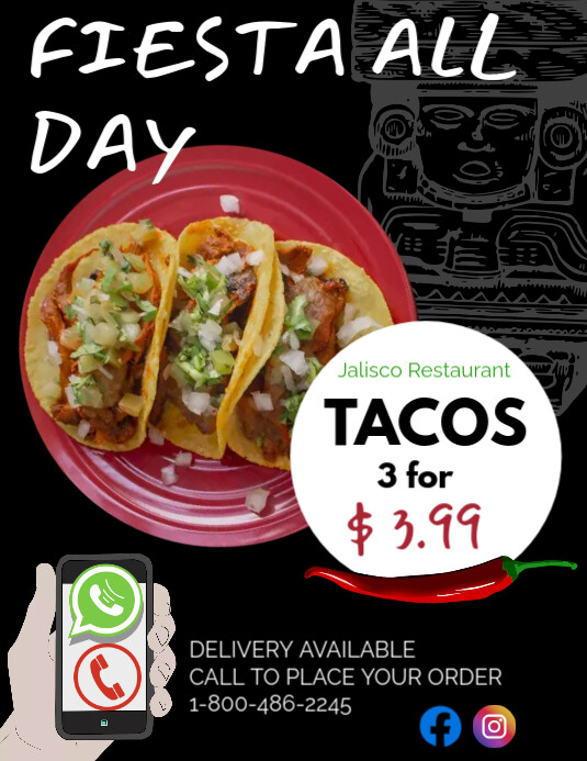 restaurant, mexican food, delivery, menus, fl Template | PosterMyWall