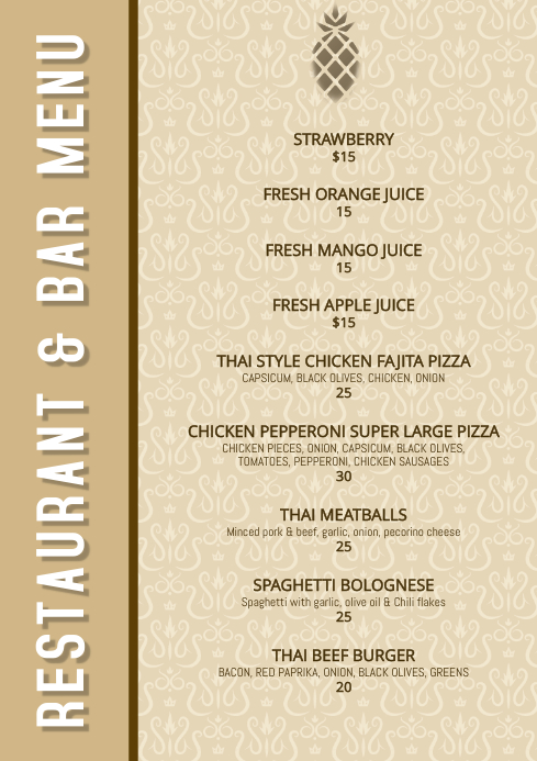 Restaurant & Bar Menu Template | PosterMyWall