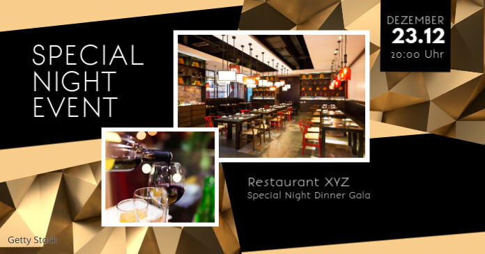 Restaurant Advert Event Bar Golden Gala Ad Template | PosterMyWall