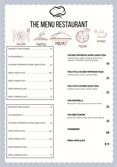 Restaurant and Bar Menu Temolate Template | PosterMyWall