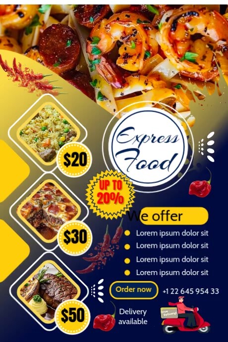 restaurant and delivery flyer template | PosterMyWall