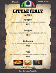 ITALIAN RESTAURANT MENU FRONT page Template | PosterMyWall