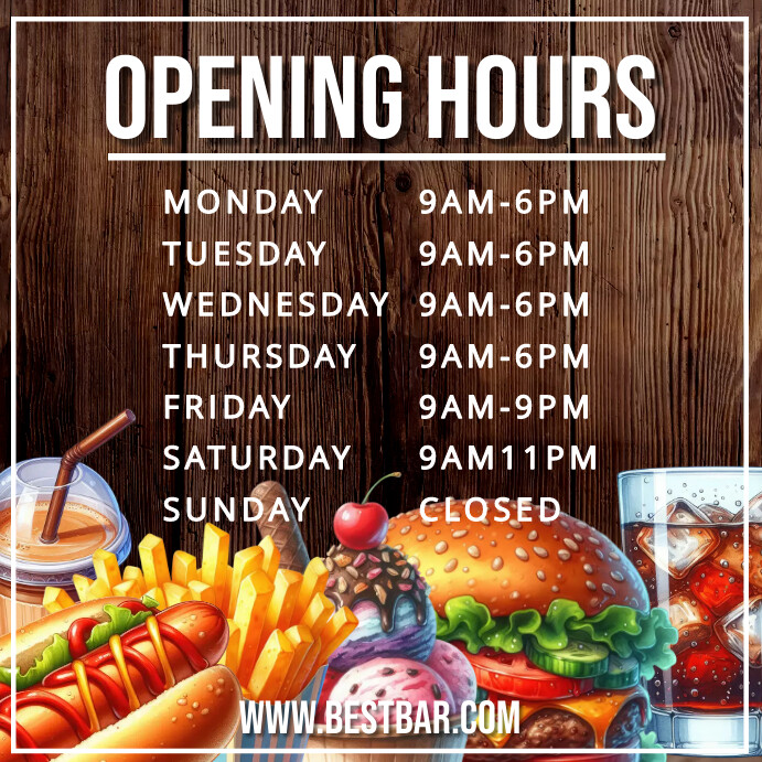 Copy of Restaurant Bar Open Times Instagram Post | PosterMyWall