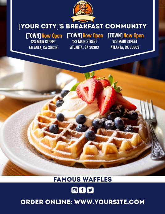 Restaurant Breakfast Waffle flyer Template | PosterMyWall