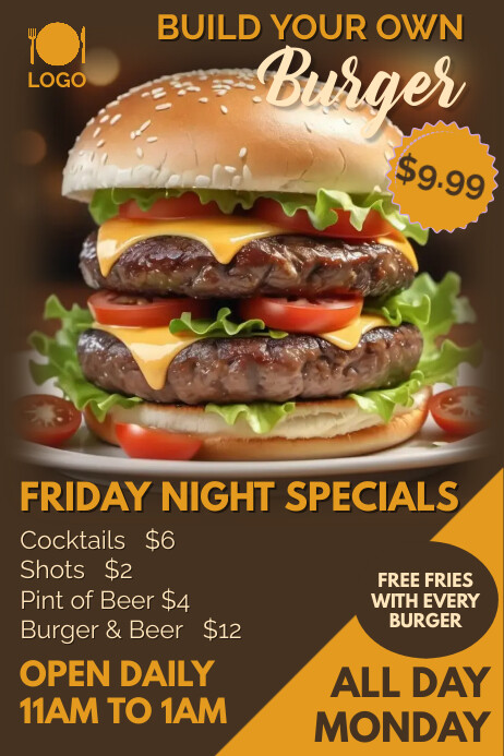 Plantilla de Restaurant Burger Bar Ad Template | PosterMyWall
