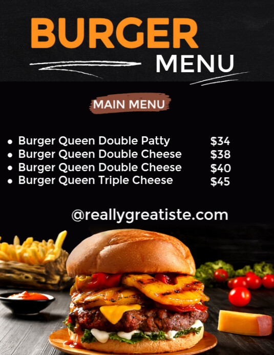 Restaurant Burger Menu Flyer Template | PosterMyWall