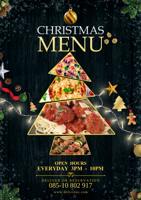 Restaurant Christmas Menu Flyer Template | PosterMyWall