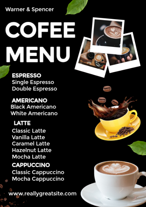 Copy of Restaurant Coffee Menu A4 | PosterMyWall